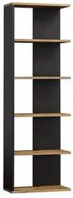 Rohová knihovna NERO 170 cm dub wotan/černá