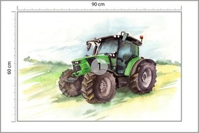 Fototapeta Traktor Malovaný Akvarelem Omyvatelný vlies 254x184