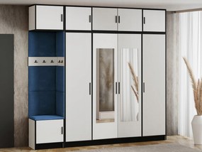 Šatní skříň s nástavcem ROJ 15 bílý + modrý