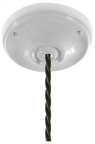 creative cables Závěsná lampa se spirálovým textilním kabelem a bílými detaily z porcelánu Barva: Bílá-Tc43