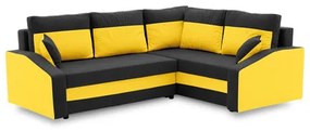 Rohová rozkládací sedací souprava GRANDE PLUS - color mikro Pravá Černá + Žlutá
