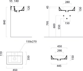 GSI KUBE X keramické umyvadlo 45 x 35 cm rektifikovaná verze s přepadem Extra Glaze bílá 94859111