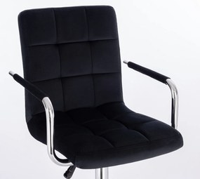 Velurová židle VERONA na kolečkové podstavě - černá