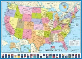 EUROGRAPHICS Puzzle Politická mapa USA / 1000 dílků / 67,6 × 48,9 cm