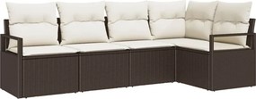 Set pohovek 5 ks Hnědá polyratan 3346378