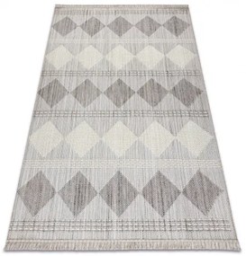 koberec NANO EO61A Diamanty, smyčkový, plošně tkaný šedá / bílá velikost 140x190 cm | krásné koberce cz