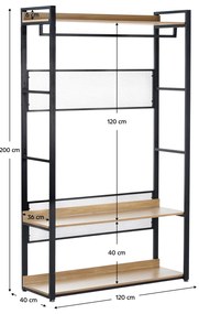 Kondela Regál s policemi, dub/černá, KILOS NEW TYP 2