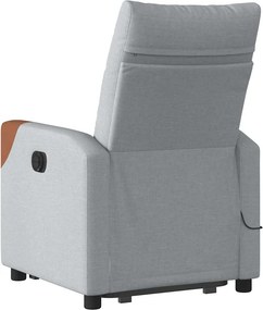 Elektrické zvedací masážní polohovací křeslo světle šedé textil 3324030