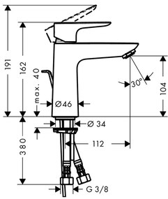 Hansgrohe Talis E, umyvadlová baterie 110 s odtokovou soupravou s táhlem, chromová, 71710000