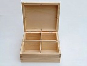 Dřevěná krabička na čaj - spící kocour