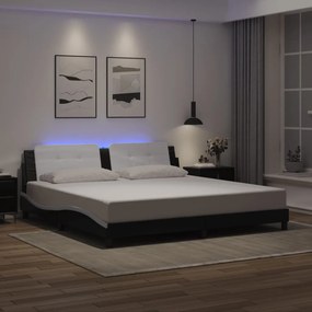 Rám postele s LED bez matrace Zadar černý a bílý 200x200 cm 3214136