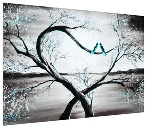 Obraz dvou ptáků na stromě (100x70 cm)
