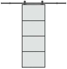 Posuvné dveře s kováním 76x205 cm ESG sklo a hliník 3332864