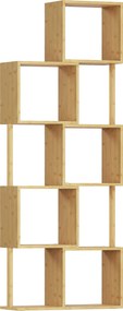 HOMCOM moderní asymetrický 5patrový regál z bambusu, 62,5 x 23 x 165 cm, barva dřeva přírodní
