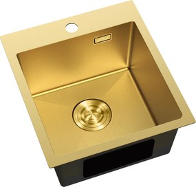 Mexen Solix, 1-komorový nerezový dřez 400 x 450 mm, broušená zlatá, vzor voština, 6401401000-55HC