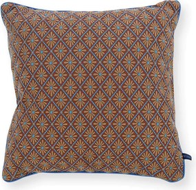 Pip Studio dekorační polštář Giyani Embroidery 50 x 50 cm - modro-hnědý (Luxusní dekorační polštář s výšivkou)