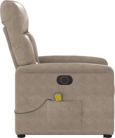 Elektrické zvedací masážní polohovací křeslo taupe mikrovlákno 3303108