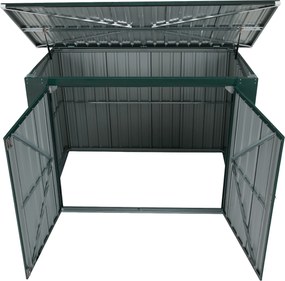 Ocelový box na dva odpadkové koše, zelená, RUBIS