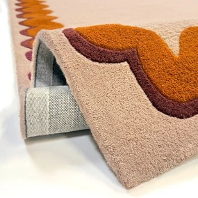 Oranžový/v přírodní barvě ručně tkaný vlněný běhoun 80x230 cm Wiggle Wool – Flair Rugs