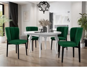 Oválný rozkládací stůl se 4 židlemi ST106 08, barva: černá, Barva stolu: bíly lesk, Potah: Magic Velvet 2225