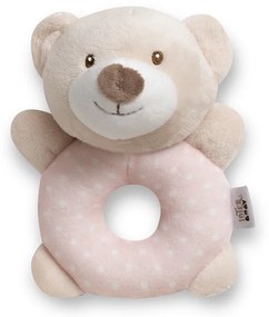 Interbaby Chrastítko plyšová hračka Medvídek béžový růžový 17cm
