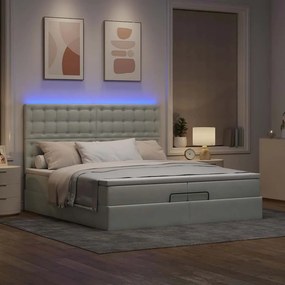 Osmanský rám postele s matracíes světle šedá 200x200cm samet 3314486
