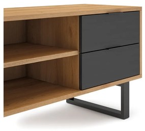 Antracitový/přírodní TV stolek v dekoru dubu 180x51,5 cm Madona – Marckeric