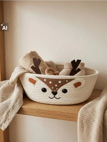Sinsay - Pletený úložný koš s motivem jelena - hnědá