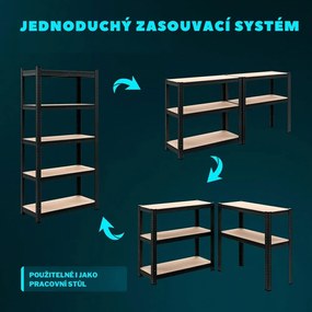 Regál s vysokou nosností HEAVY, max. 875kg, 90x40x180cm, černá Jurhan