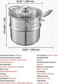 Hrnec 1,42 l s napařovačem VEVOR
