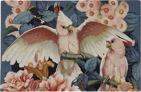 Barevná rohožka s květy a papoušky Cockatoo - 75*50*1cm
