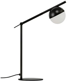 Nordlux Opálově bílá skleněná stolní lampa Contina s černou podstavou