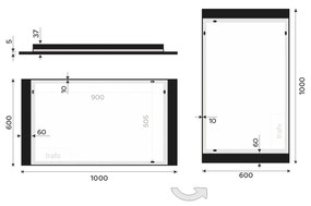 Černé LED zrcadlo ZPC41004-90 100x60 cm