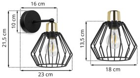 Nástěnné svítidlo Nuvola 5, 1x černé drátěné stínítko, g