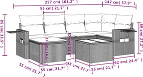 vidaXL 7dílná zahradní sedací souprava s poduškami polyratan [3220468] Barva: Šedá