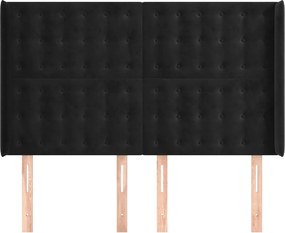 Čelo postele typu ušák černé 147x16x118/128 cm samet 3120064