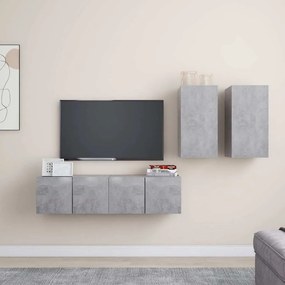 vidaXL 4dílný set TV skříněk kompozitní dřevo [3078790] Barva: Betonová šedá