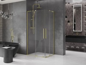 Mexen Velar L Duo, sprchový kout s posuvnými dveřmi 100 x 90 cm, 8mm čiré sklo, zlatá matná, 871-100-090-02-03-55