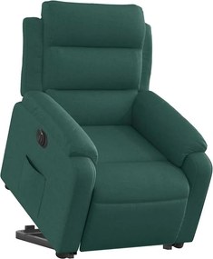 Elektrické zvedací polohovací křeslo tmavě zelené textil 3205010