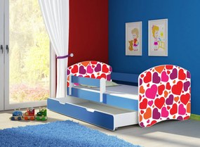Dětská postel - Sladká srdíčka 2 180x80 cm + šuplík modrá