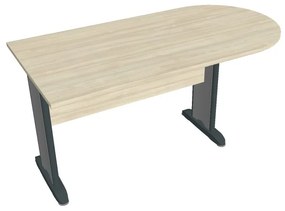 Stůl jednací oblouk 160 cm - Hobis Cross CP 1600 1 Dekor stolové desky: akát, Dekor lamino podnože: akát, Barva nohou: černá