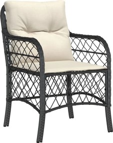 3dílný bistro set s poduškami černý polyratan 3212089