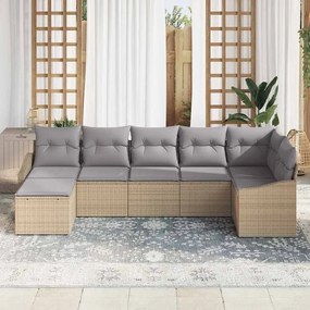 Set pohovek 7 ks Béžová polyratan 3346810