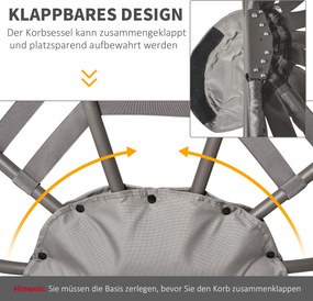 Outsunny papasan zahradní židle 2 koše polštáře oválné lounge křeslo skládací balkon terasa písek hnědá ocel 118x75x139cm | Aosom