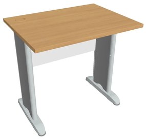 Stůl pracovní rovný 80 cm hl. 60 cm - Hobis Cross CE 800 Dekor stolové desky: buk, Dekor lamino podnože: bílá, Barva nohou: Stříbrná