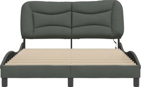 Rám postele s LED bez matrace Hvar Tmavě šedá 140x190 cm Látka 3213698