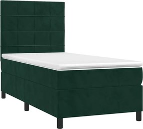 Box spring postel s matrací tmavě zelená 80 x 200 cm samet 3142992