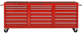Vozík na nářadí s 21 zásuvkami ocelový červený - Default Title