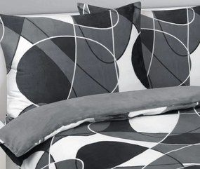 Bellatex Povlečení MIKROFLANEL 140x200, 70x90 cm Elipsa Bílá,Šedá,Tmavě šedá