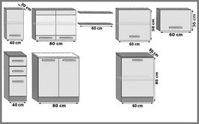 Kuchyňská linka Belini 300 cm dub sonoma s pracovní deskou Ella